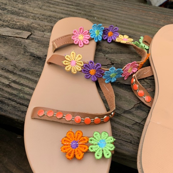 Shoes | Flat Flower Sandals | Poshmark